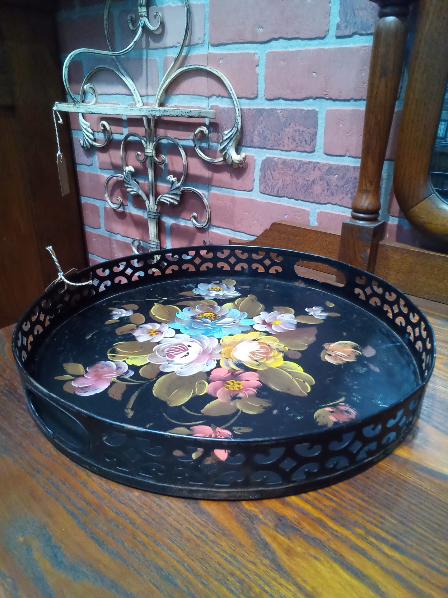 Large Tray w/ Hand Painted Flowers - Picker Place