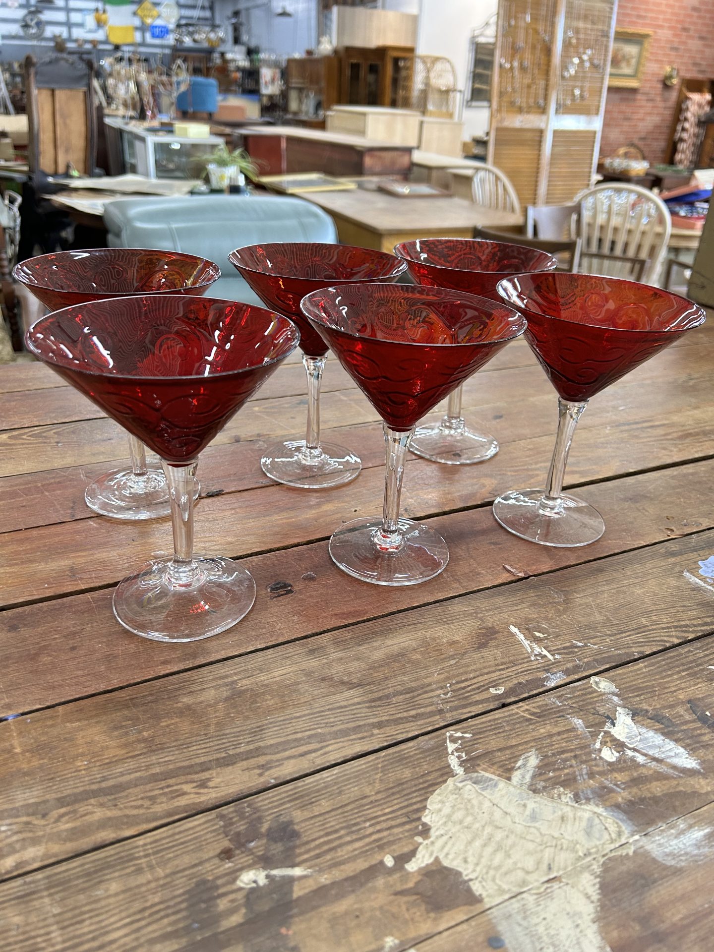 Red Martini Glasses (6) - Picker Place