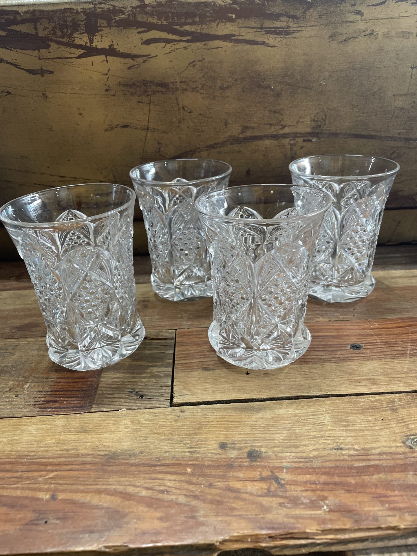Crystal Glass Cut Cups (4) - Picker Place
