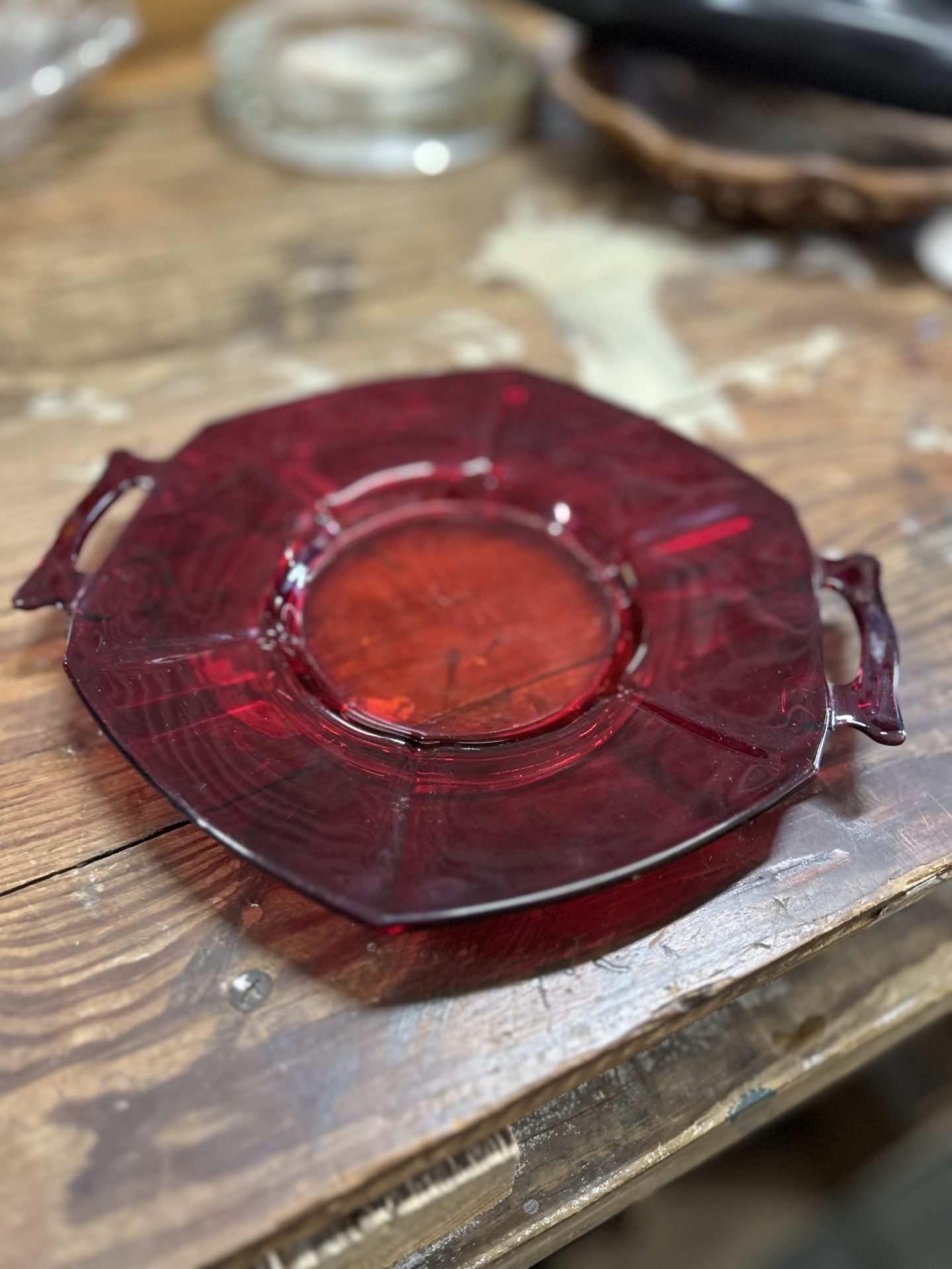 Ruby Red Glass Plate - Picker Place