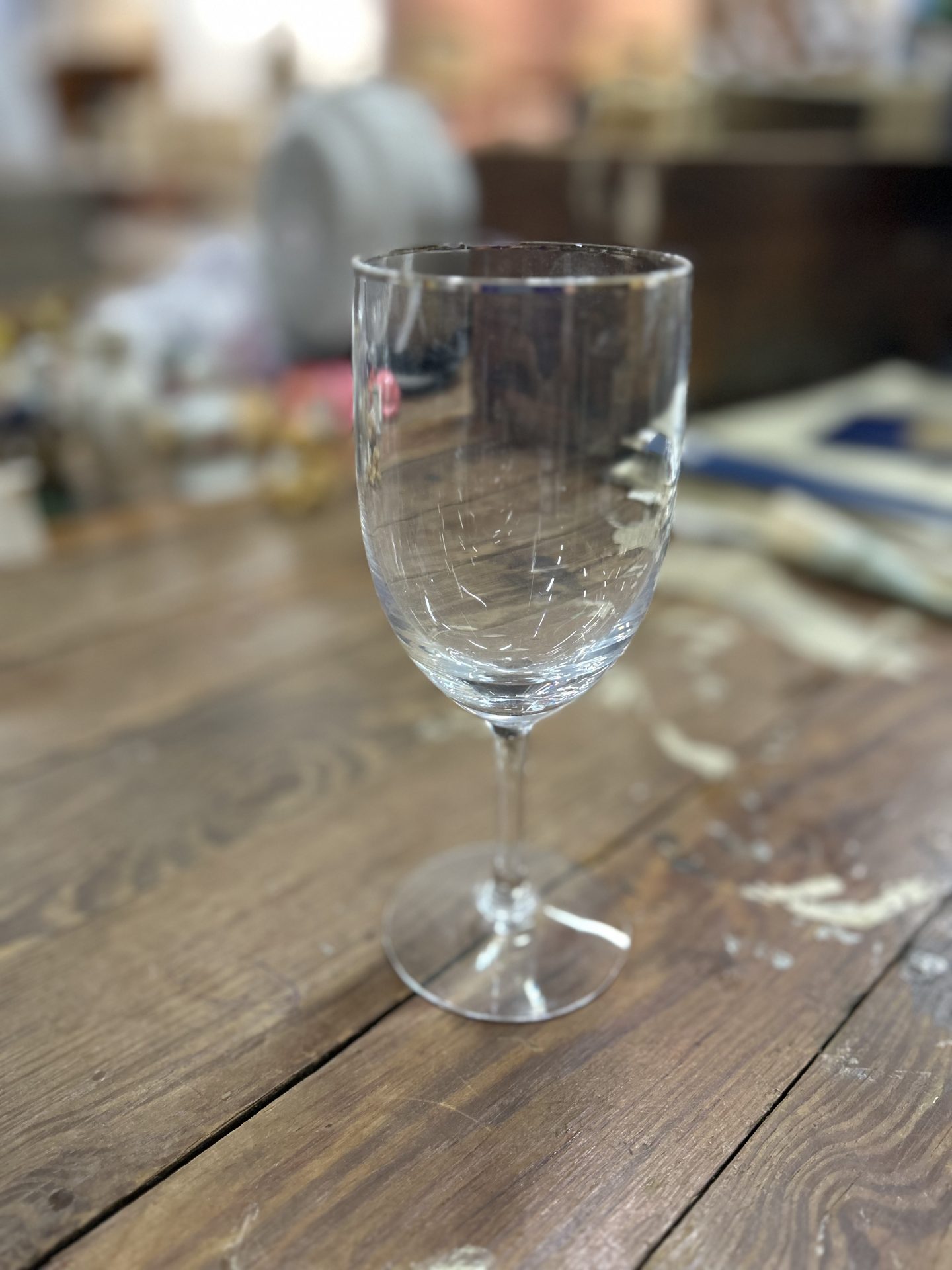 Single Wine Glass w/ Silver Rim - Picker Place