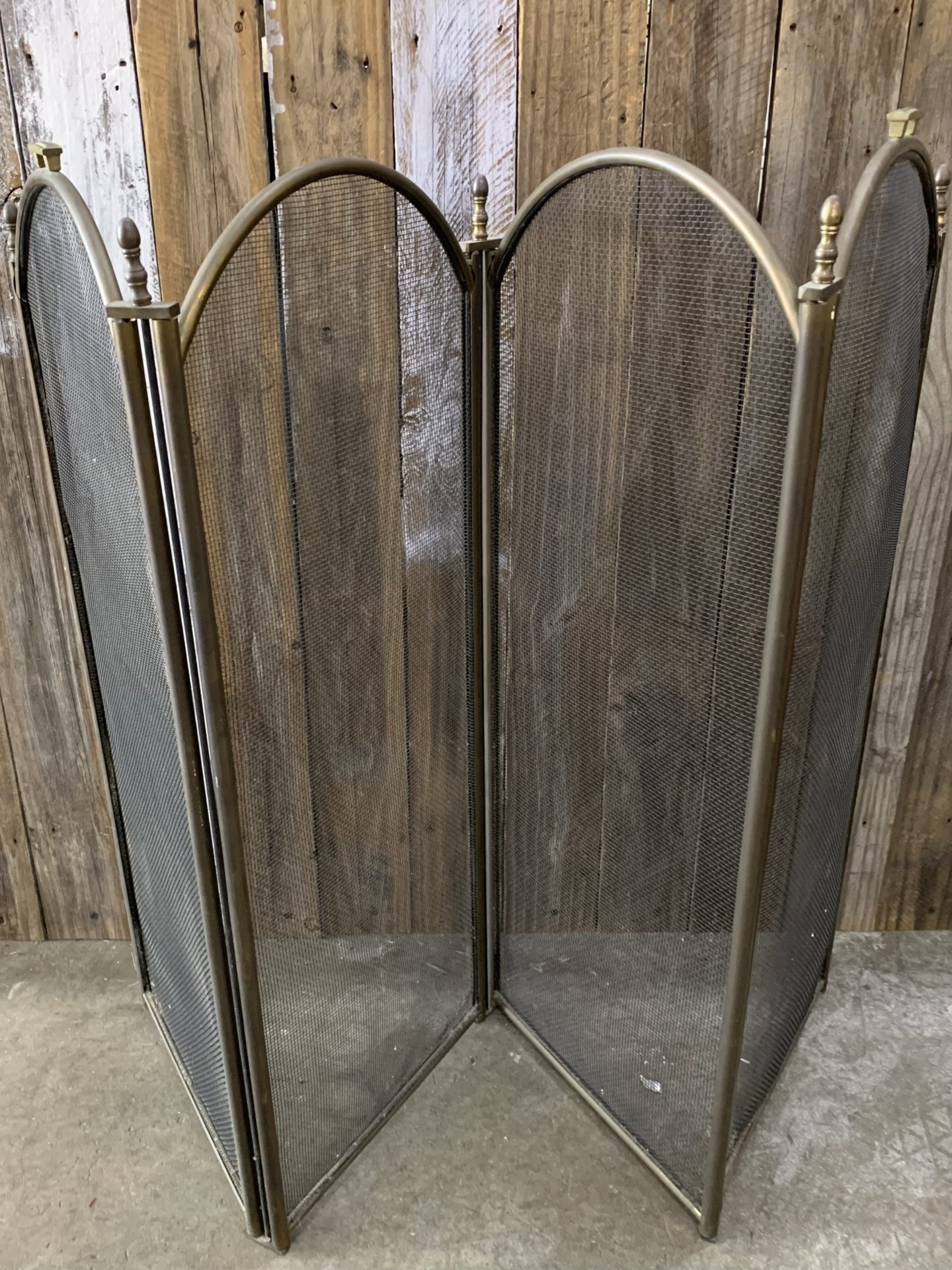 Vintage Brass Fireplace Screen - Picker Place