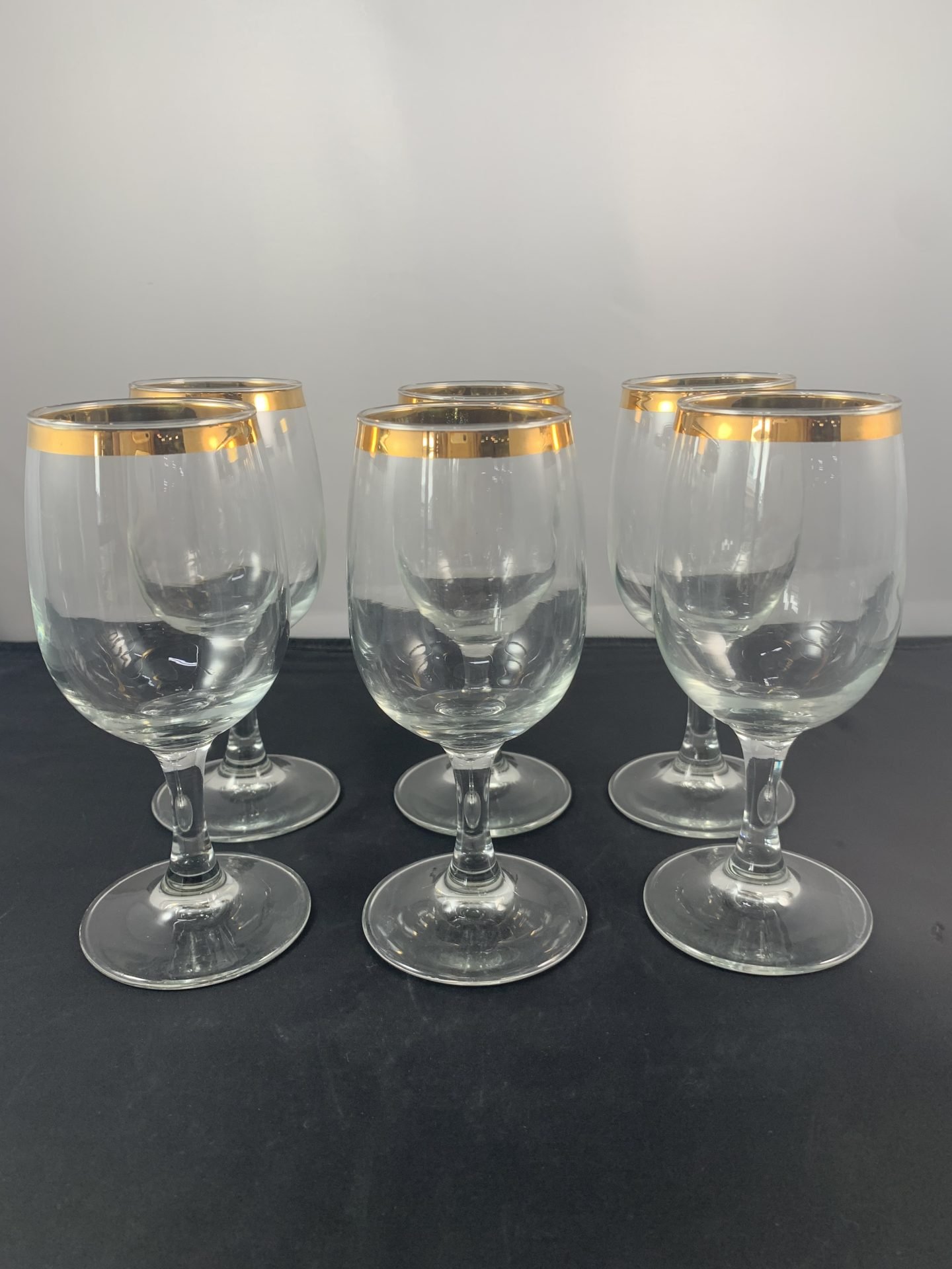 6 Gold Rim Wine Glasses Picker Place