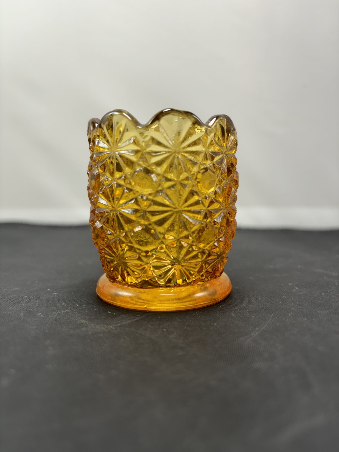 Amber Pressed Glass Candle Holder - Picker Place