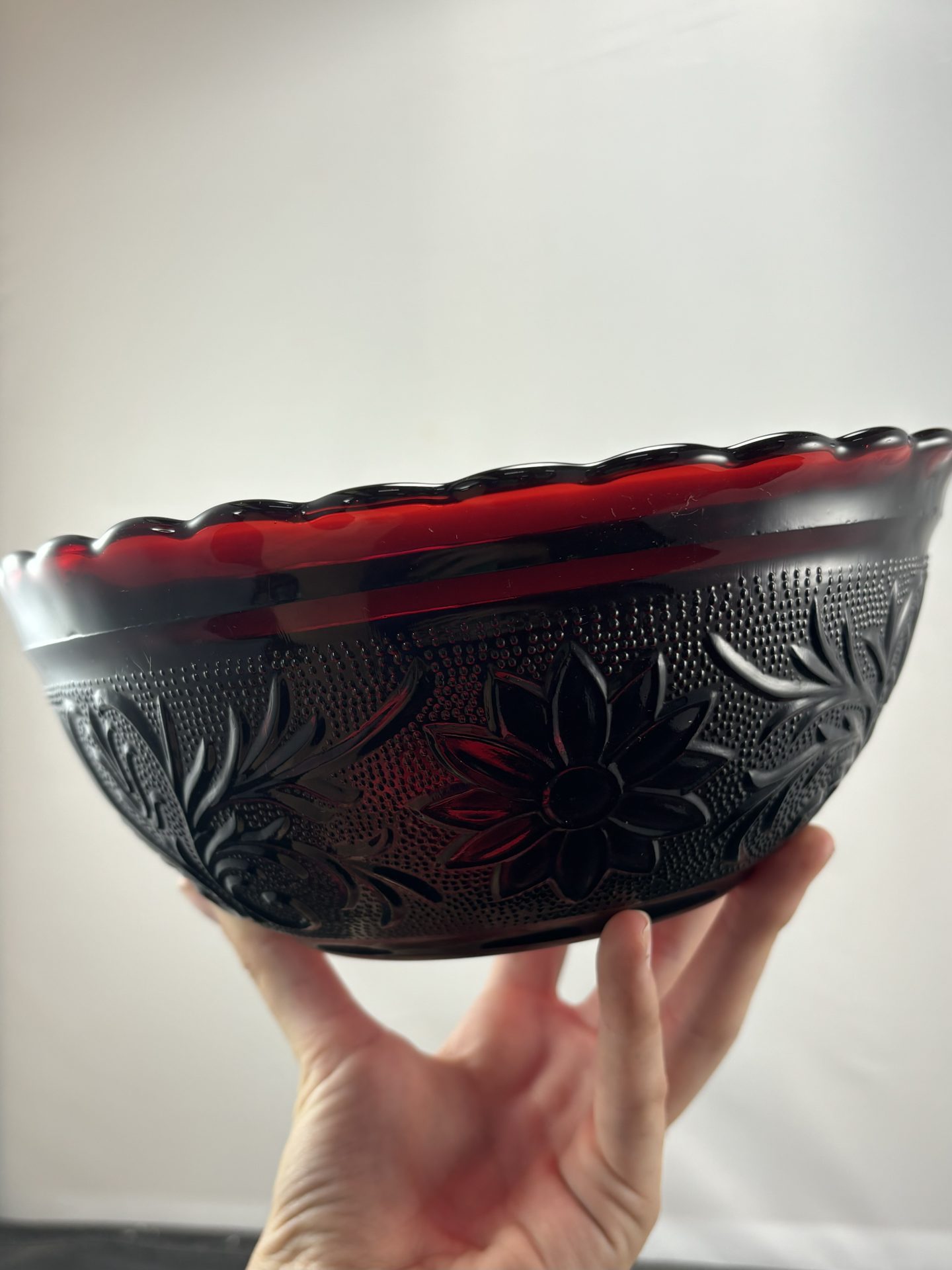 Ruby Red Glass Bowl - Picker Place