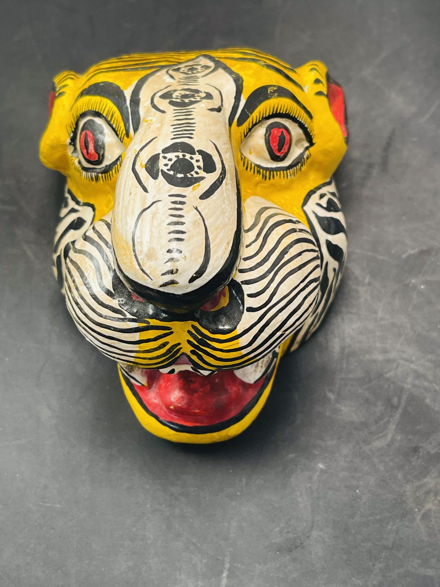 Hand Painted Wooden Tiger Head - Picker Place