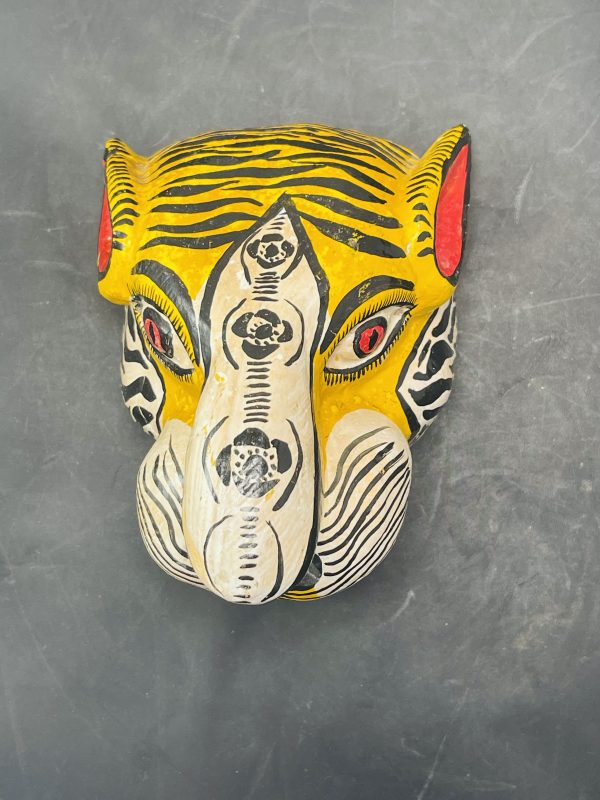 Hand Painted Wooden Tiger Head - Picker Place