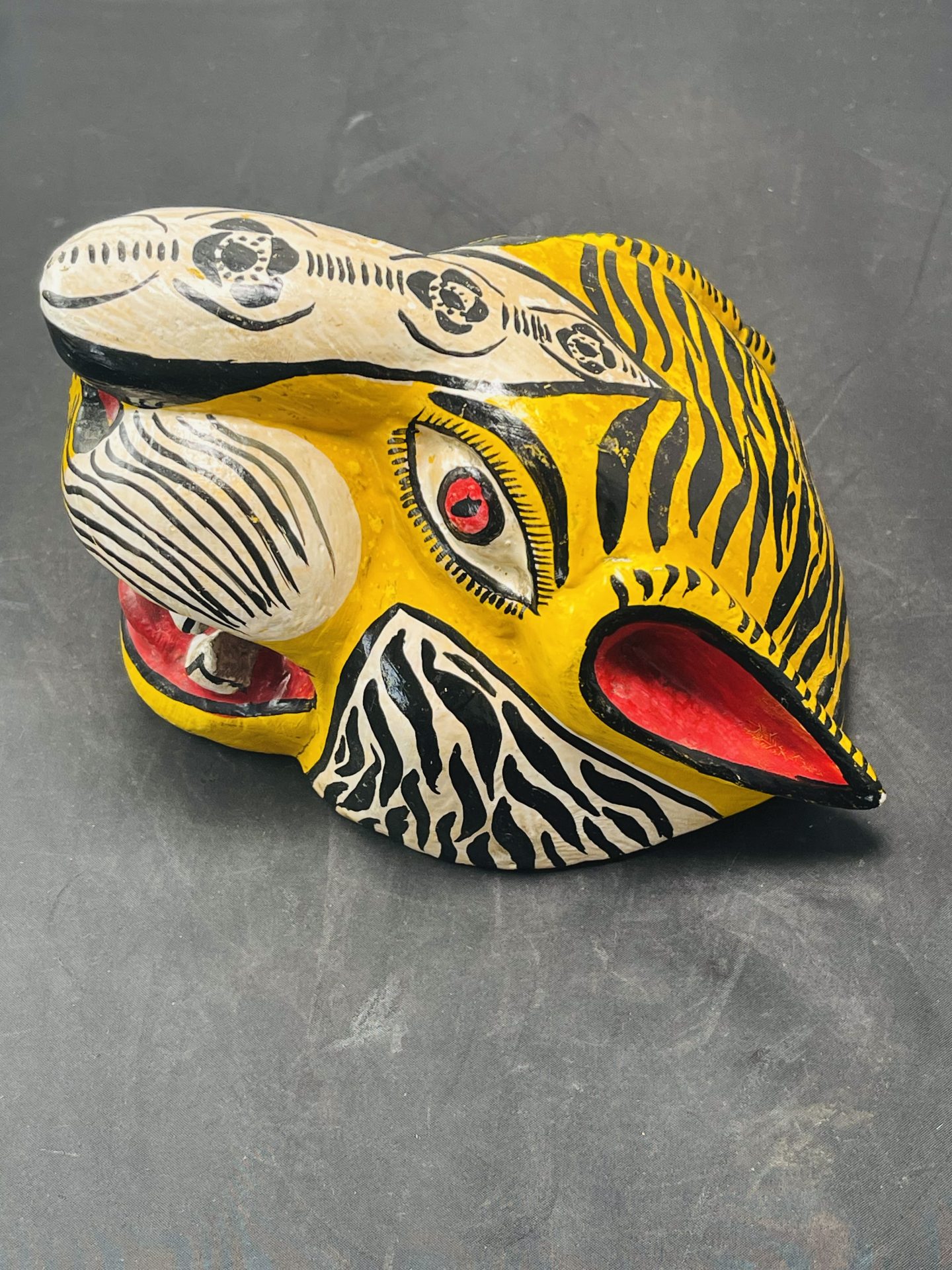 Hand Painted Wooden Tiger Head - Picker Place