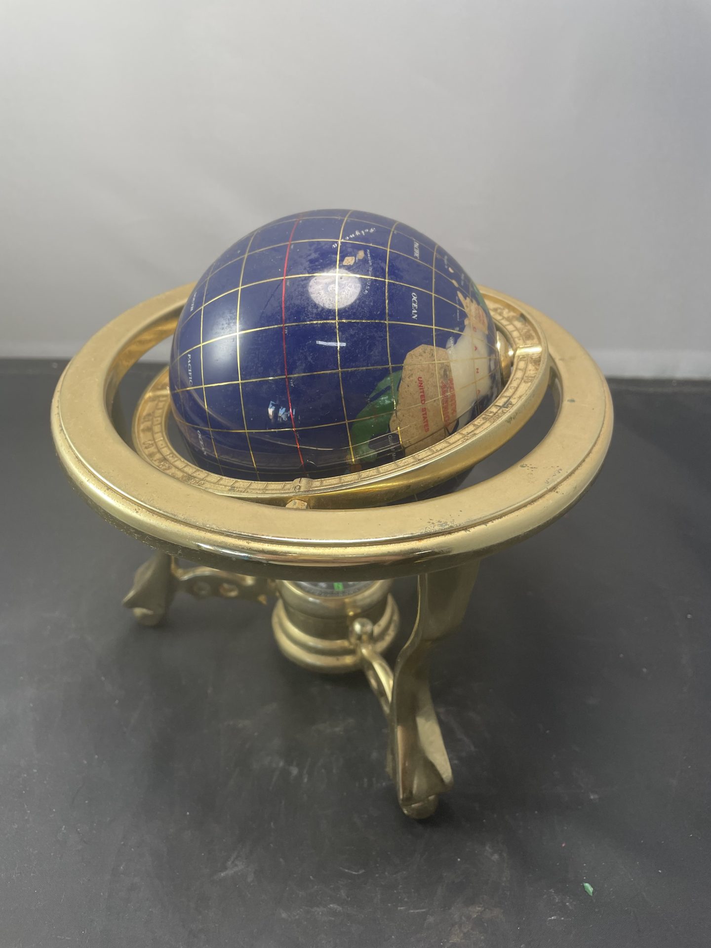 Blue Glass Globe w/Stand | Picker Place