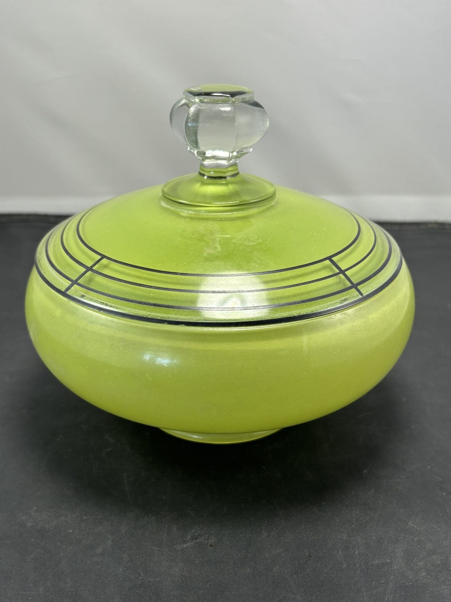 Green Glass Bowl w/Lid - Picker Place