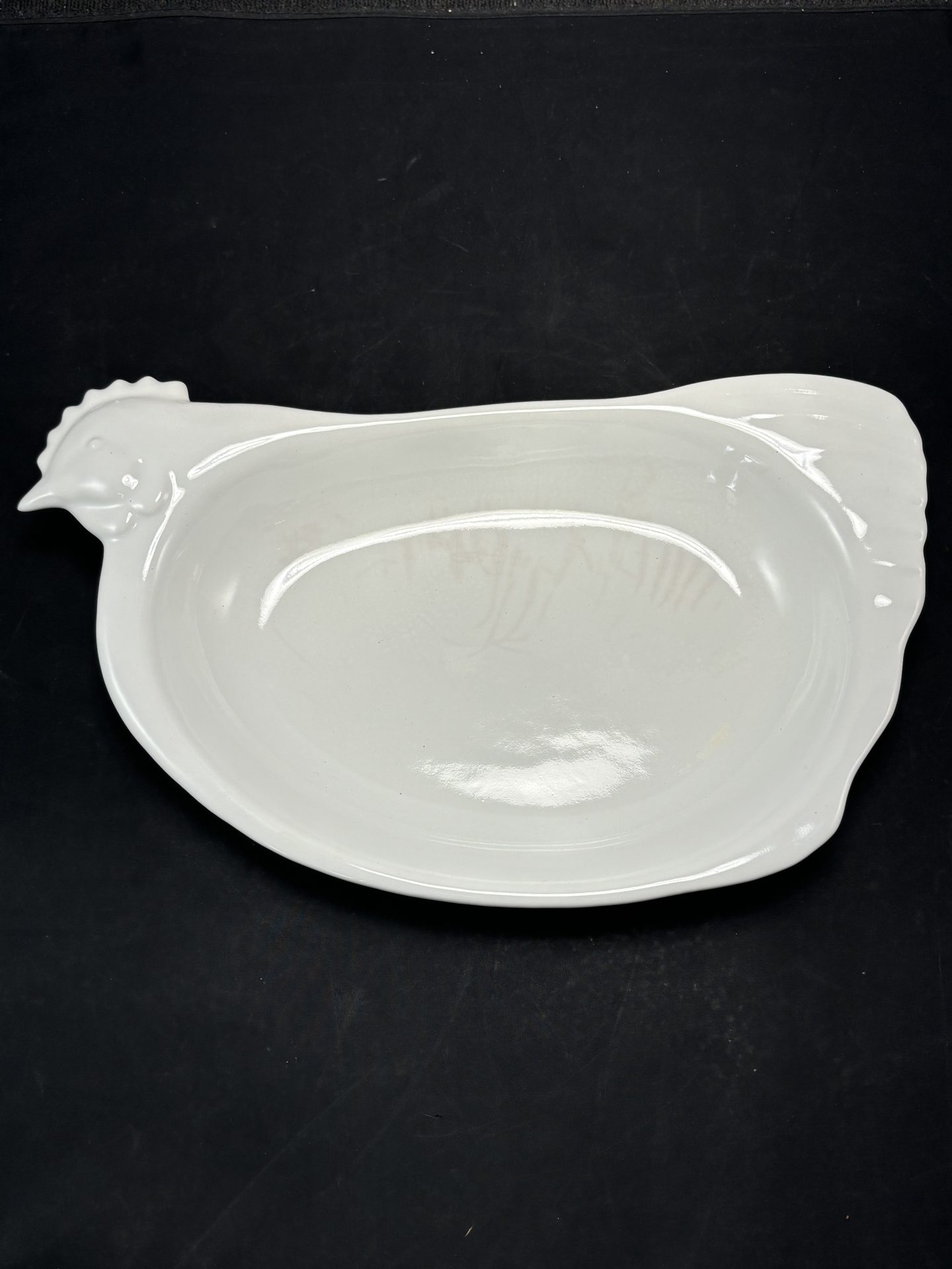 White Ceramic Hen Dish - Picker Place