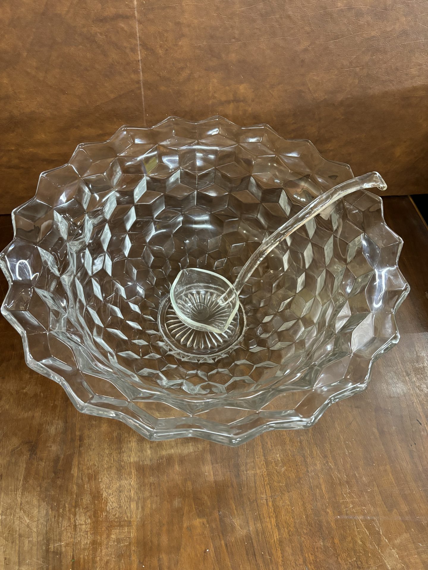 Large Clear Glass Punch Bowl - Picker Place