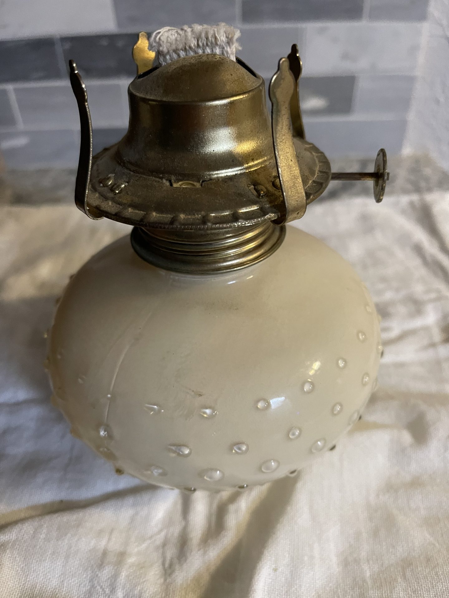 White Pearl Oil Lamp Base @DFW - Picker Place