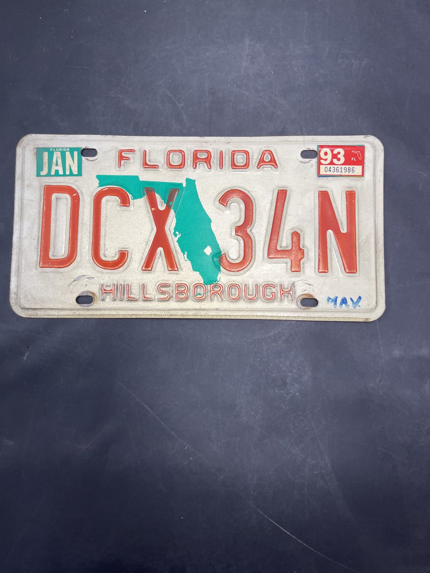 93 FL Red Letters License Plate - Picker Place