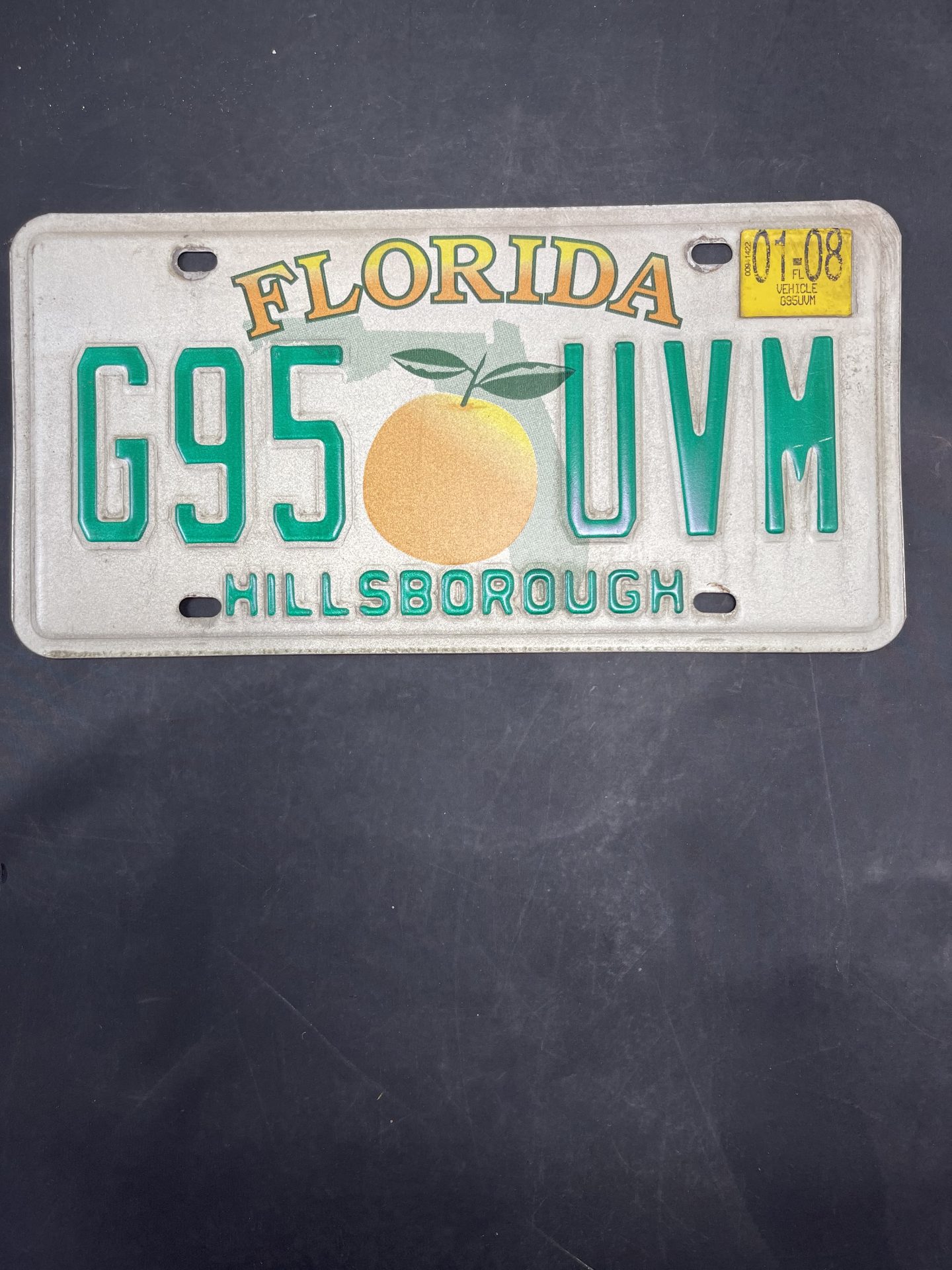 08 FL Green Letters License Plate - Picker Place