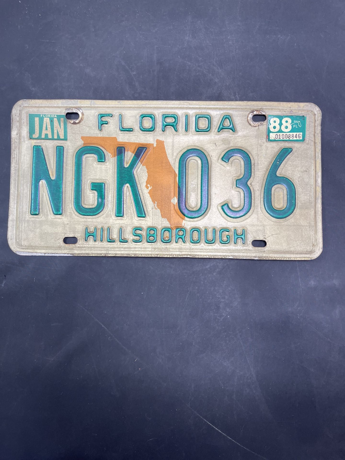88 FL Green Letters License Plate - Picker Place