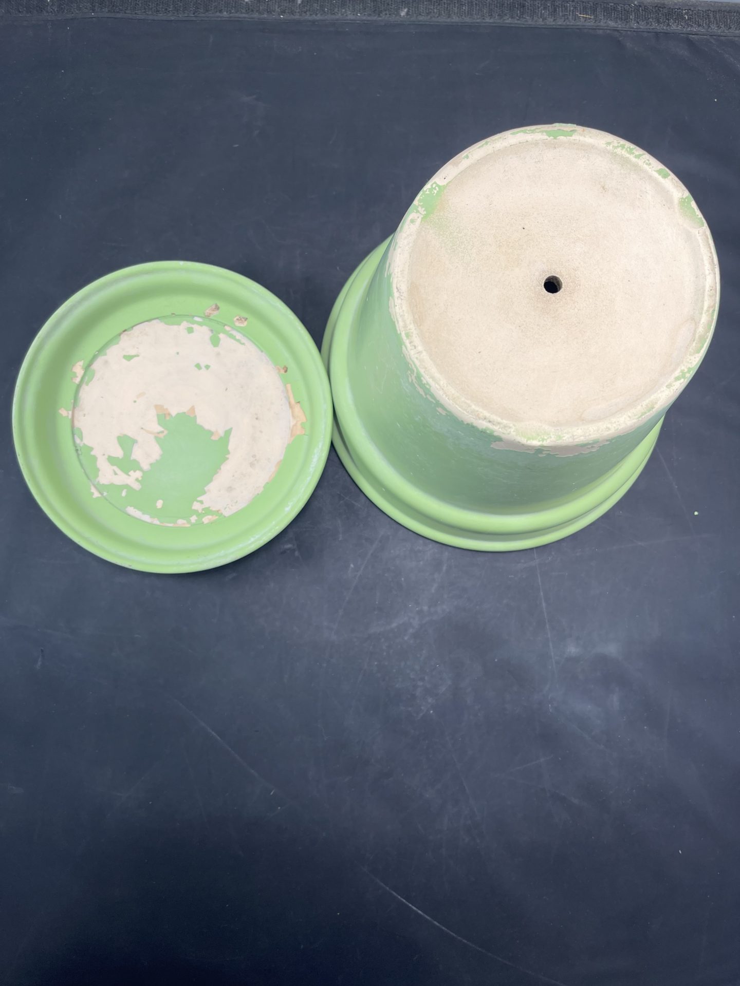 Green Ceramic Pot with Saucer - Picker Place