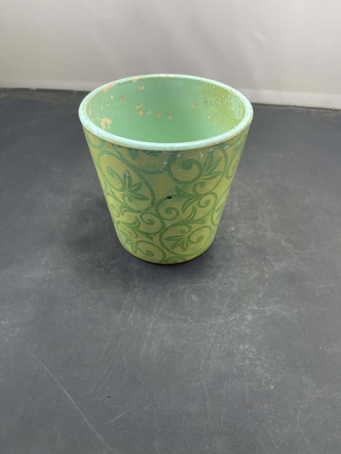 Ceramic Green Swirl Flower Pot - Picker Place