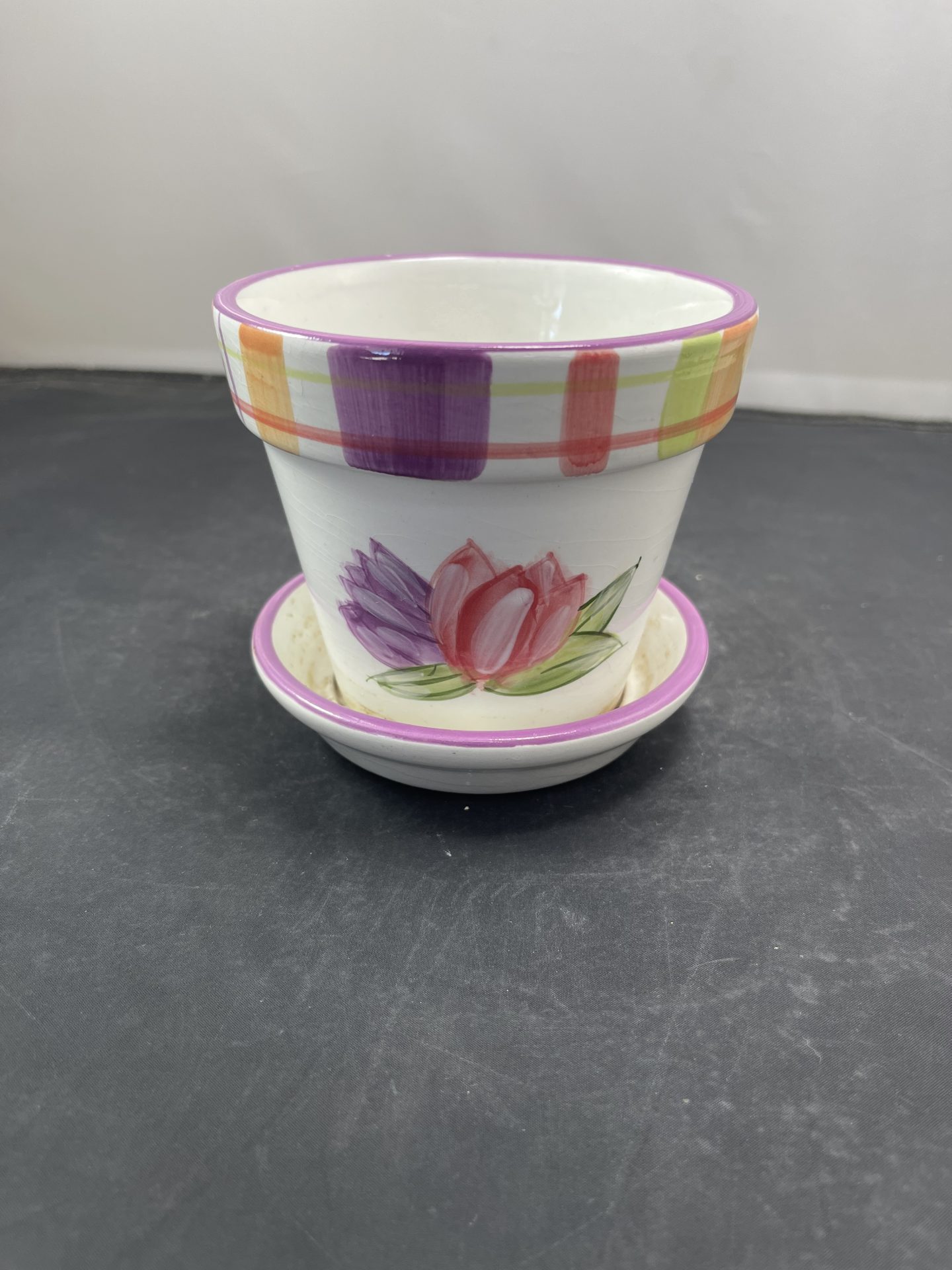 Ceramic Multi-Color Flower Pot w/Sauer - Picker Place