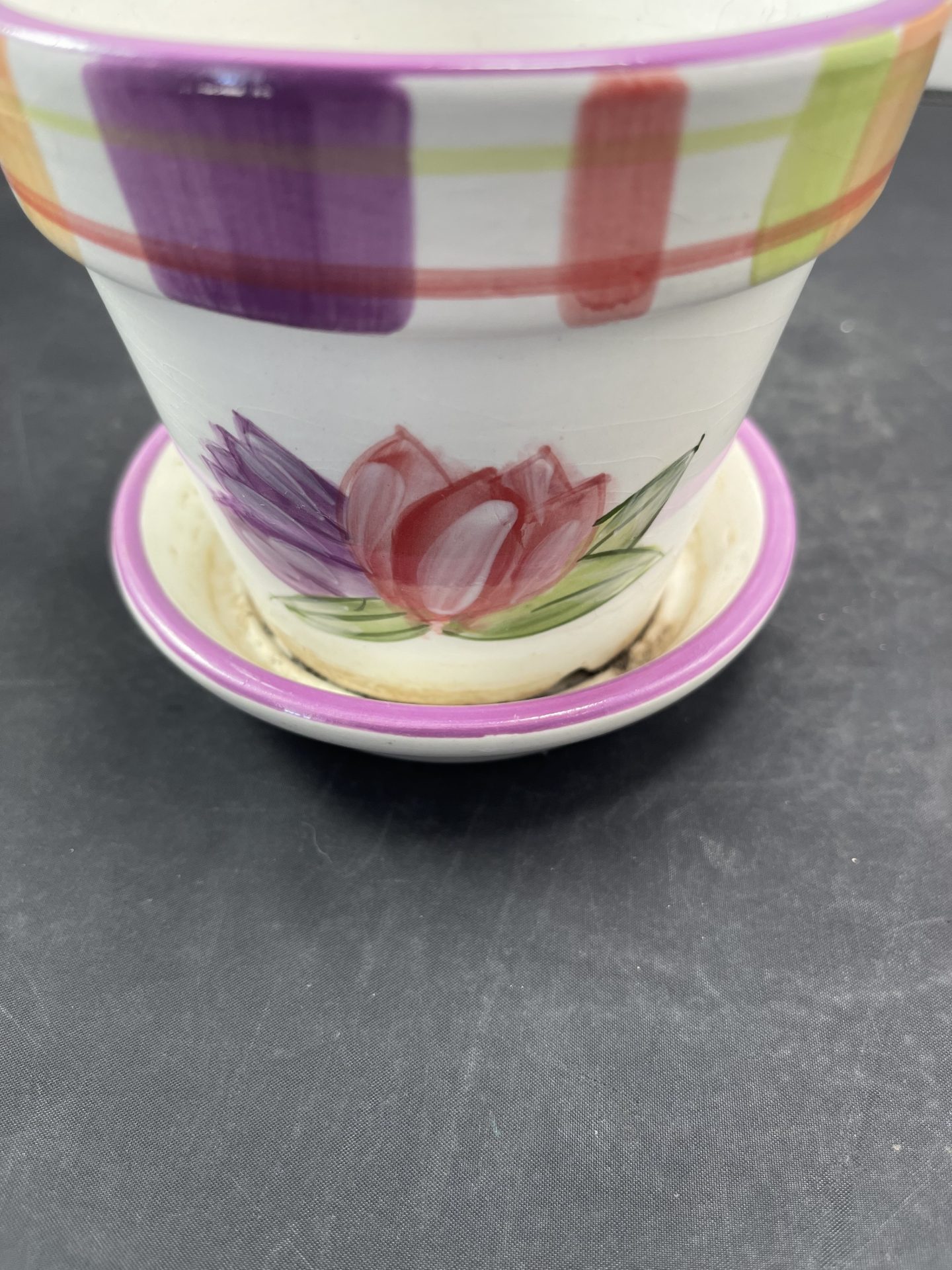 Ceramic Multi-Color Flower Pot w/Sauer - Picker Place