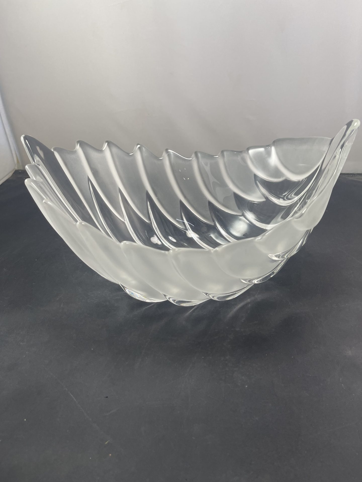 Frosted Glass Leaf Shaped Bowl - Picker Place