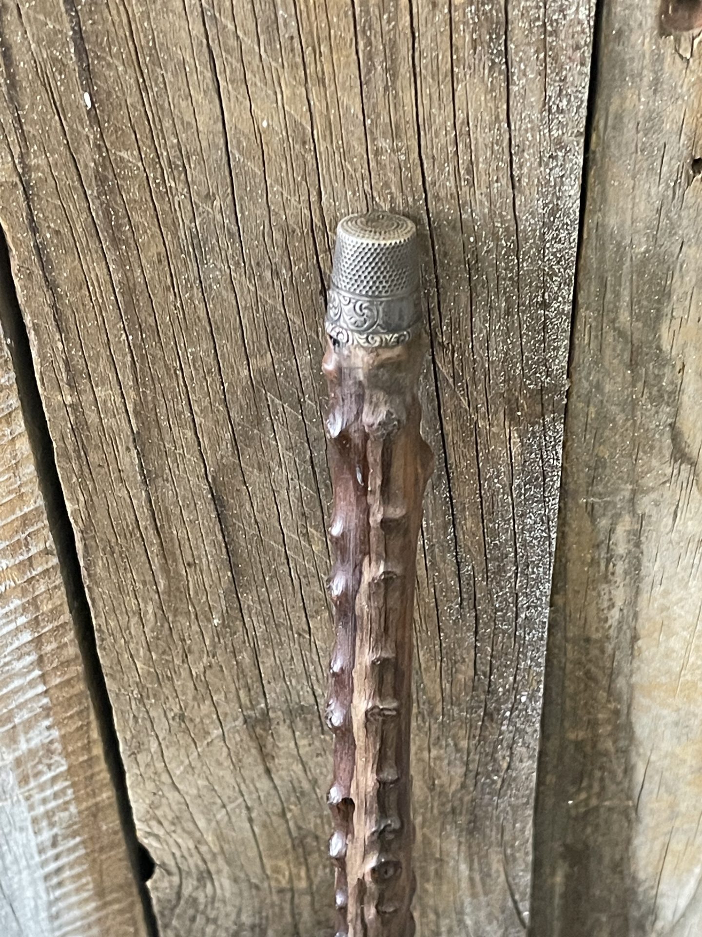 Knotted Carved Wooden Cane - Picker Place