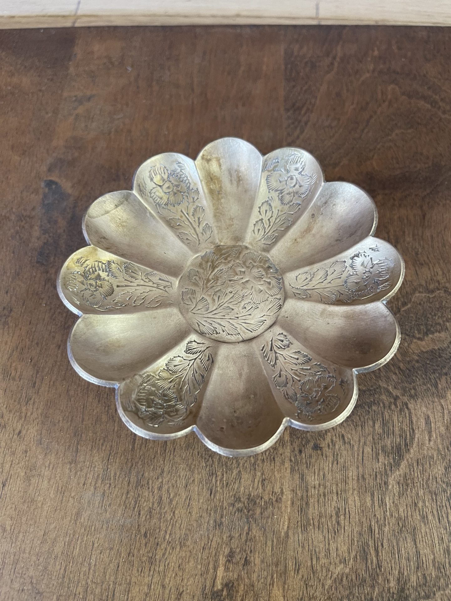 Etched Brass Pedestal Bowl - Picker Place