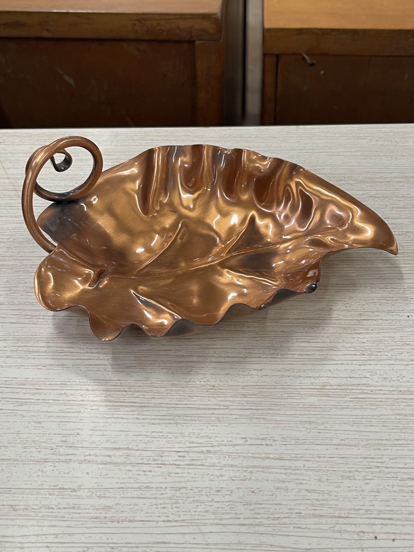 Copper Leaf Shaped Candy Dish - Picker Place