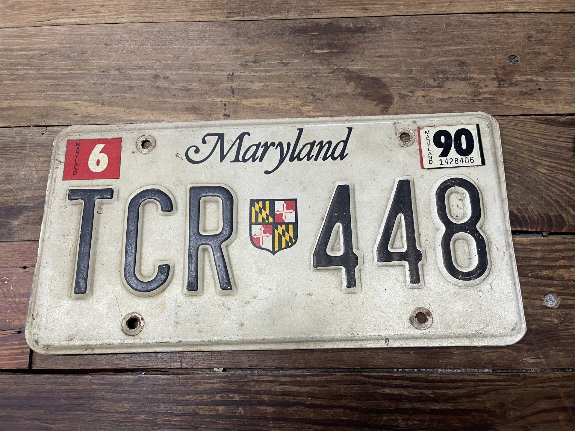 MD License Plate TCR 448 - Picker Place